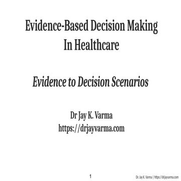 Medical Evidence to Healthcare Decision Scenarios | Evidence-Based ...