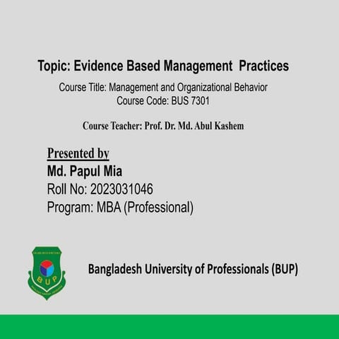 Evidence based managment by papul | PPTX