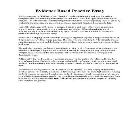 Evidence Based Practice Essay | PDF