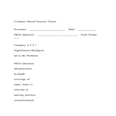 Evidence Based Practice Poster Presenter _____________ | DOCX