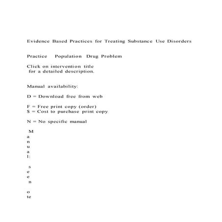 Evidence based practices for treating substance use disorders | DOCX