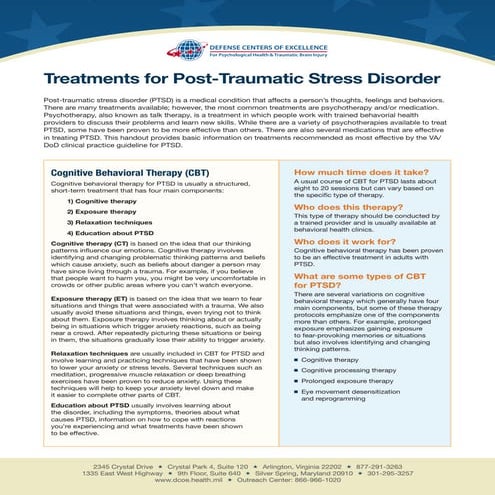 Treatments for PTSD Factsheet | PDF | Brain and Nervous System ...