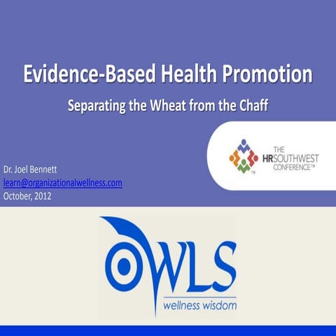 Evidence Based Wellness (Helping Human Resources Shop Better) | PPT