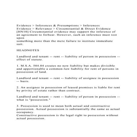 Evidence Inferences & Presumptions InferencesEvidence .docx