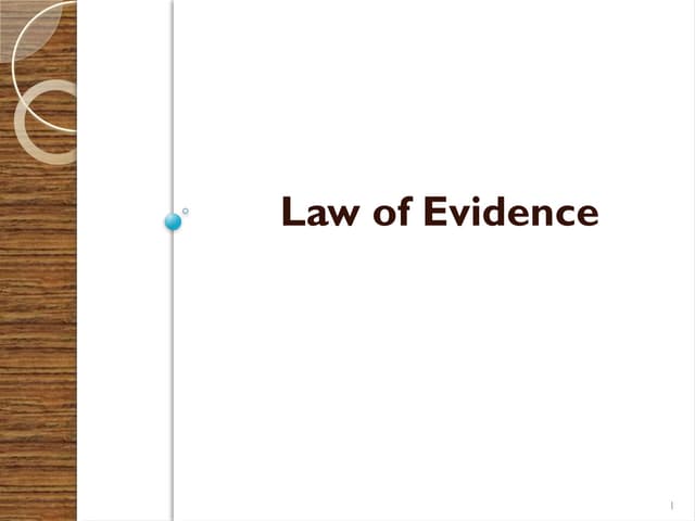 Ethiopian Law of Evidence Lecture Notes ppt | PPTX