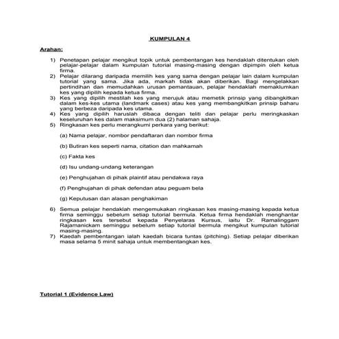 Evidence Law I Tutorial Cases | PDF