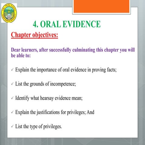 Evidence law chapter four for law students | PDF