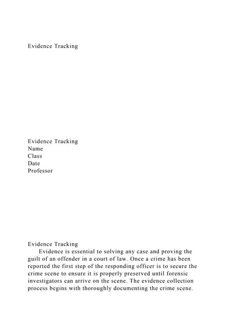 IMPORTANCE OF CRIME SCENE: COLLECTION & PRESERVATION OF EVIDENCE | PPT