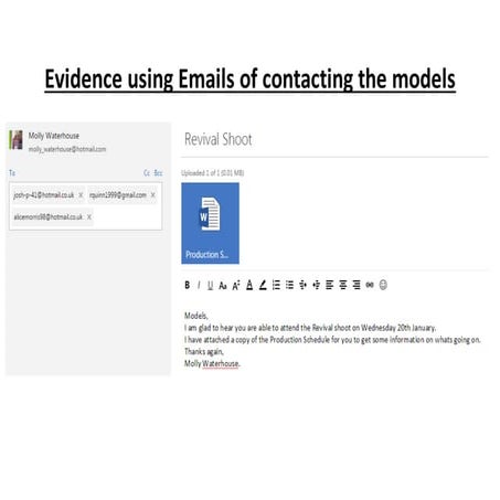 Evidence using emails of contacting the models | PPT