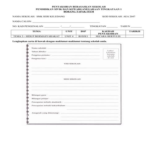 Evidens tema 3 psk tingkatan 1 | PDF