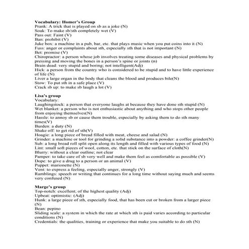 The Simpsons Vocabulary | DOC