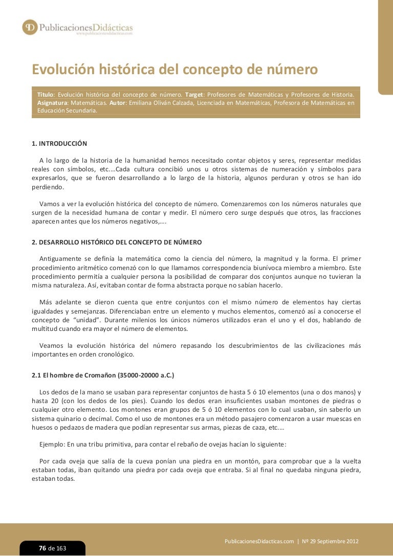 Evolution of the numbers