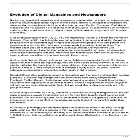 Evolution of Digital Magazines and Newspapers | PDF