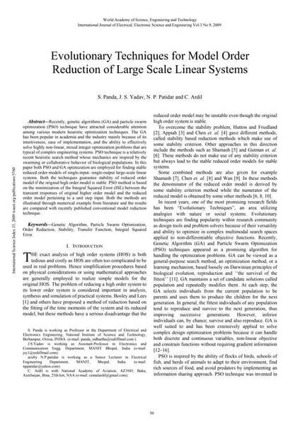 Mimo System Order Reduction Using Real Coded Genetic Algorithm
