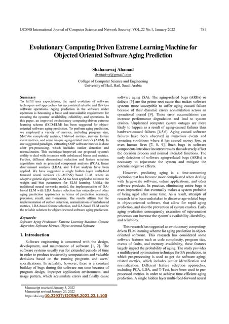 Evolutionary Computing Driven Extreme Learning Machine For Objected Oriented Software Aging