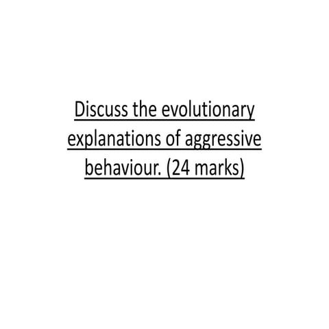 Evolutionary explanation of Aggression | PPTX