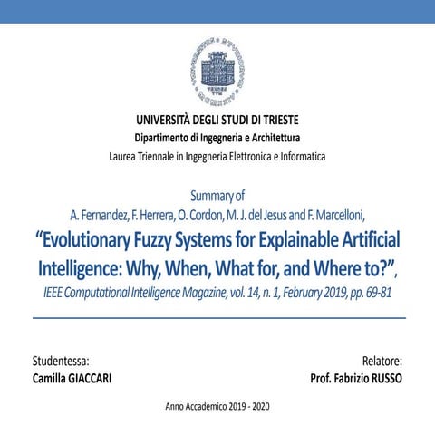 Evolutionary Fuzzy Systems for XAI | PPT