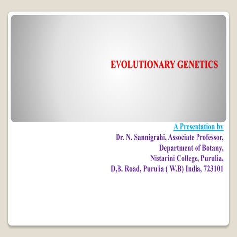 Evolutionary Genetics | PDF