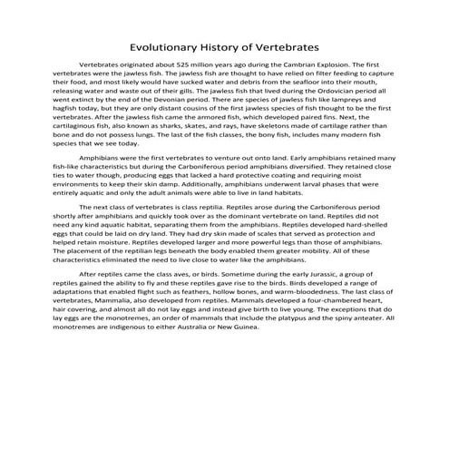 Evolutionary history of vertebrates | PDF