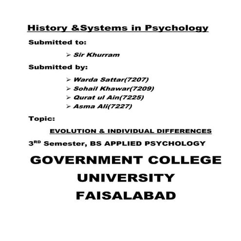 Evolution in History and Systems in Psychology | PDF