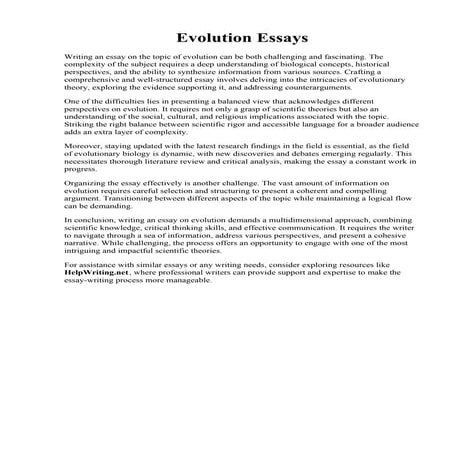 Evolution Essays. Theory of Evolution Essay Example Topics and Well ...