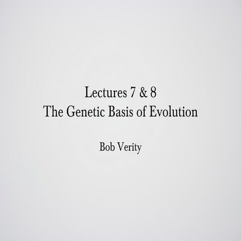Evolution lectures 7&8 | PPT