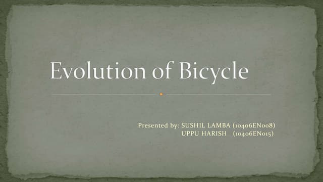The evolution of bicycles | PDF