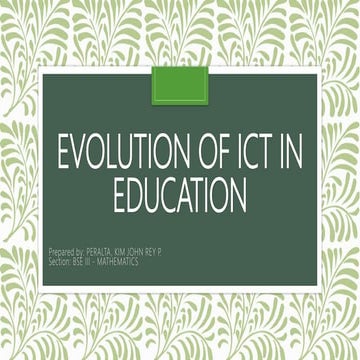 EVOLUTION OF ICT IN EDUCATION | PPT