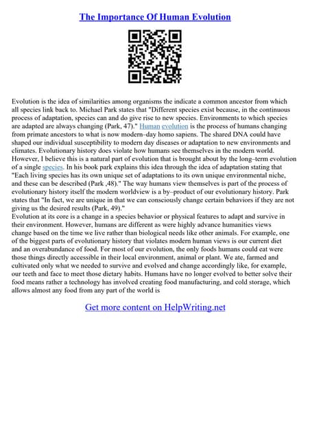 Human Evolution Essay | PDF