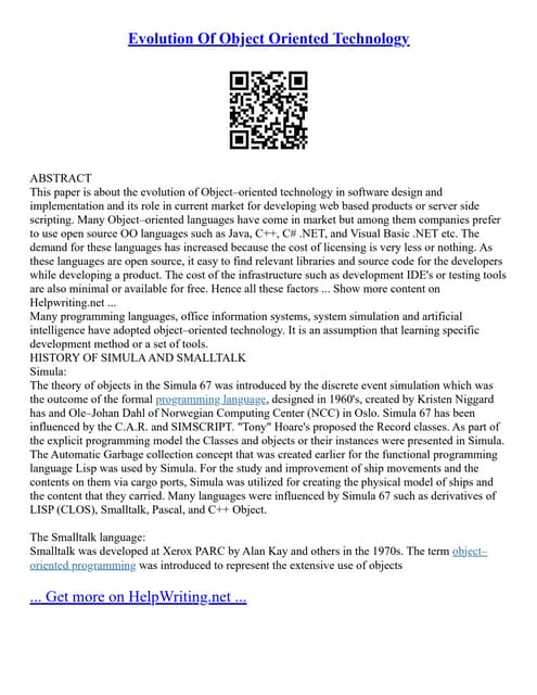 Evolution Of Object Oriented Technology Pdf 4746