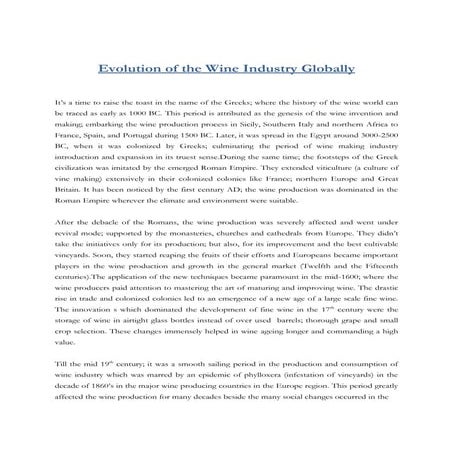 Evolution of the Wine Industry Globally | PDF