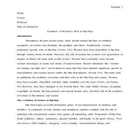 Evolution of women’s role in hip hop | DOCX