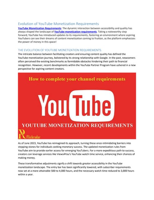 YouTube Mastery, Monetization, and Revenue Checklist | PDF