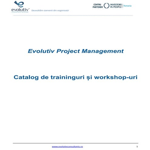 Project Management-Cursuri Evolutiv Consultants Network | PDF