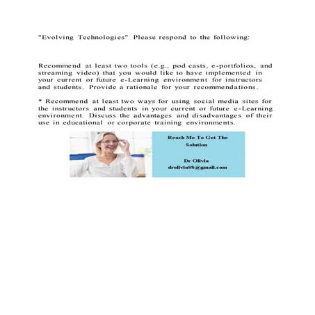 Evolving Technologies Please respond to the followingReco | PDF