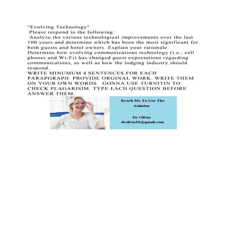 Evolving Technology Please respond to the following Analyze t.docx | Technology & Computing