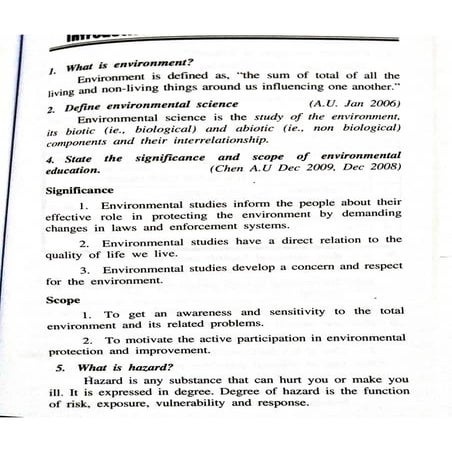 ENVIRONMENTAL SCIENCE QUESTION BANK CONTAINING 2MARKS | PDF