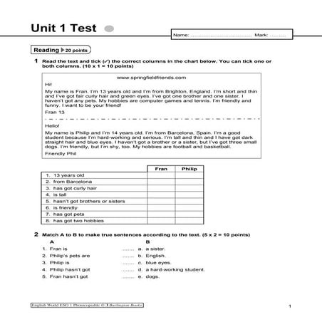 Unit 1 - Test 1 | DOC