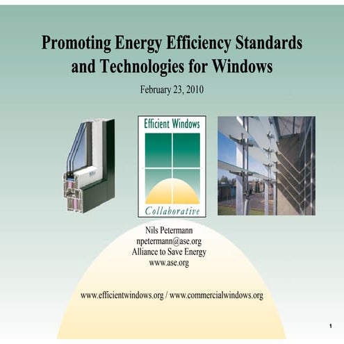 Promoting Energy Efficiency Standards and Technologies for Windows | PDF