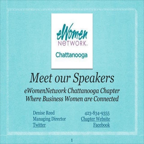 eWomenNetwork Meet our Speakers | PDF