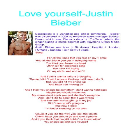 Justin bieber Love yourself | DOCX