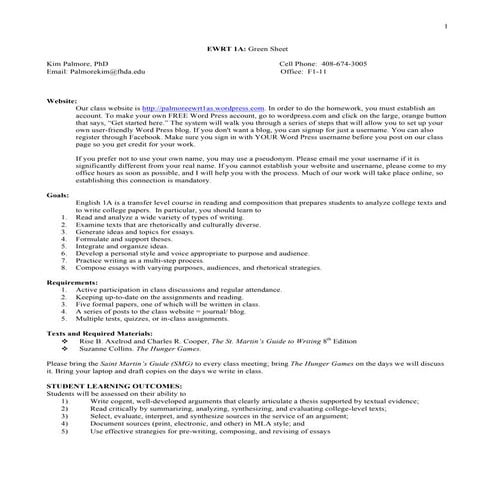 Ewrt 1 a summer 2014 | PDF