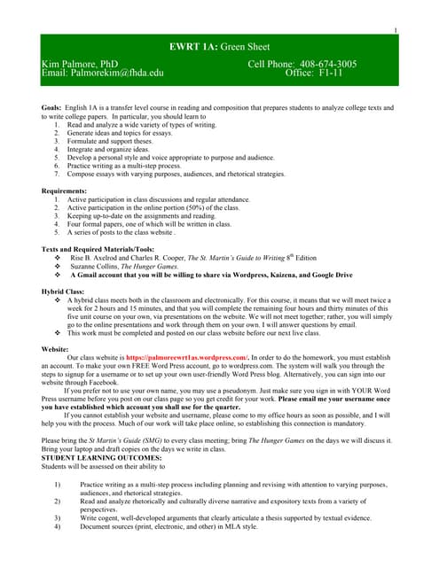 Ewrt 1 a green sheet | PDF