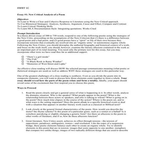 Ewrt 1 c essay 1 | PDF