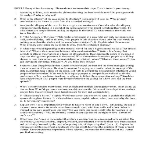 Ewrt 2 essay 4 woolf and plato | PDF