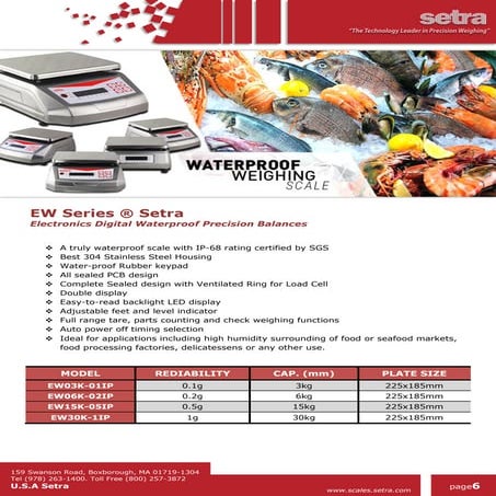 Ew series ® setra waterproof weighing scale | PDF