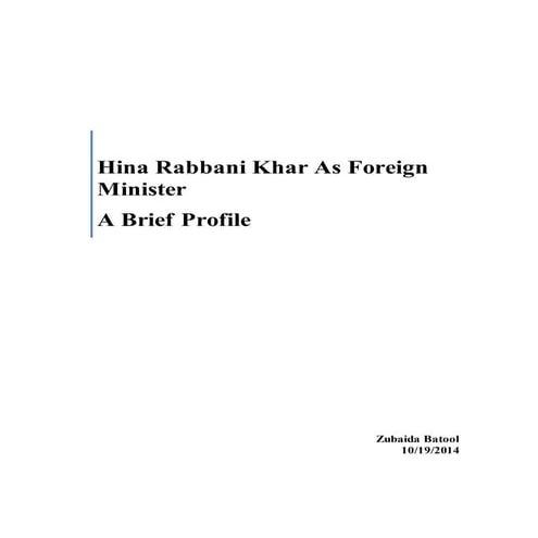 Ex.foreign minister HINA RABBANI KHAR | DOCX