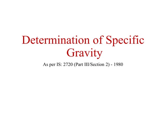 To determine specific gravity of the solids by density bottle method | DOCX
