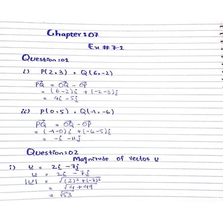 Ex-7.1Notes (Solutions) of Chapter7: Vectors 2nd YEAR | PDF
