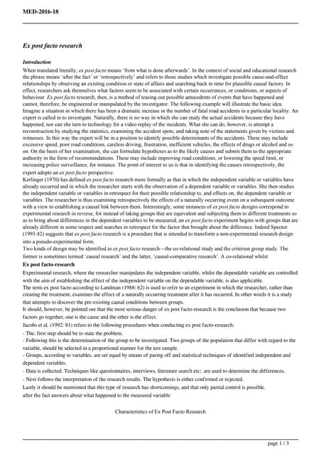 EX POST FACTO RESEARCH | PPT